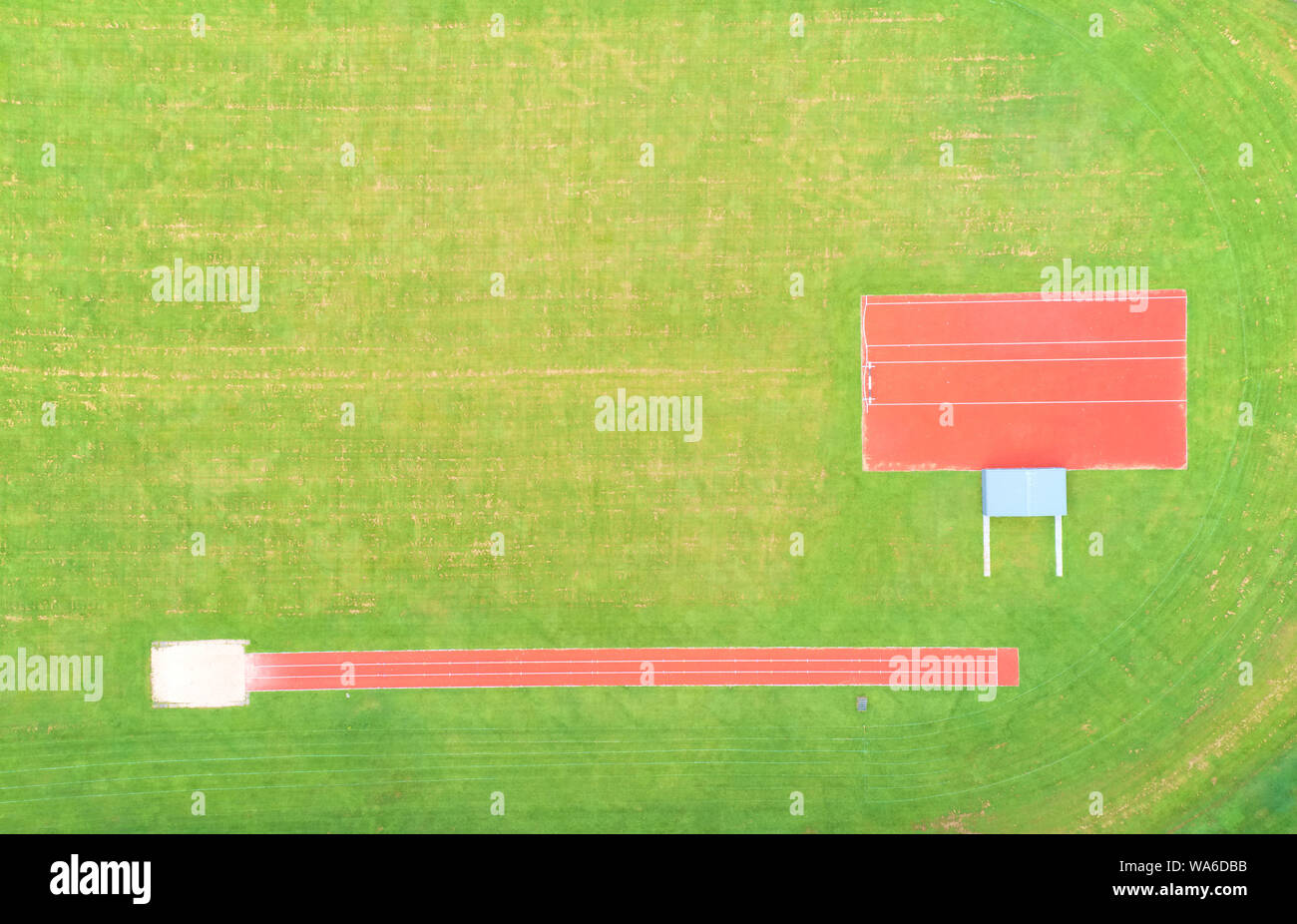 Golf practise putting and driving range aerial view from above Stock ...