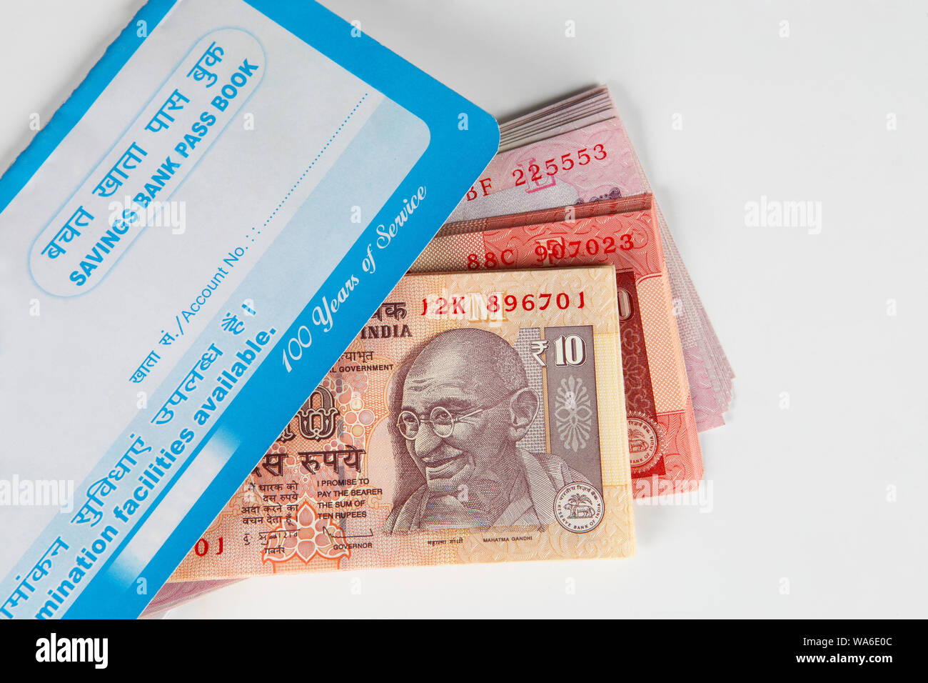 Indian banknotes with a bank book Stock Photo - Alamy