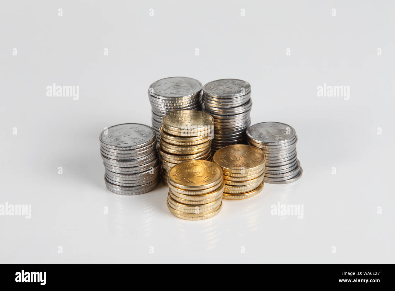 Stacks of Indian coins Stock Photo - Alamy
