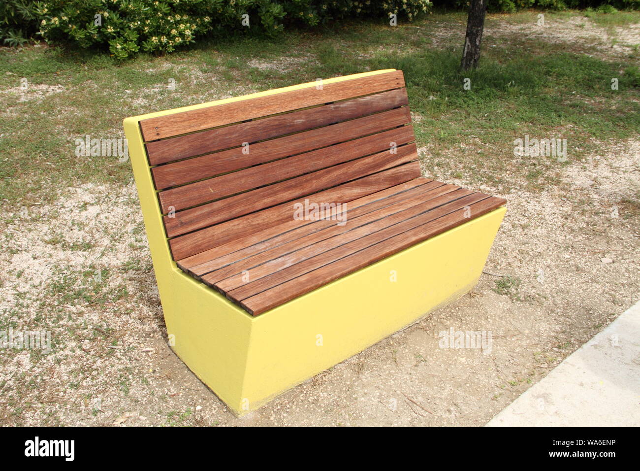 a new nice garden bench Stock Photo - Alamy