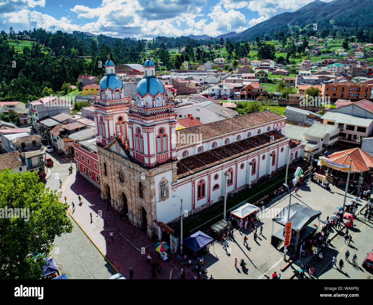 Sinincay, Ecuador, Jan 28, 2018: Aerial image of Iglesia De San ...