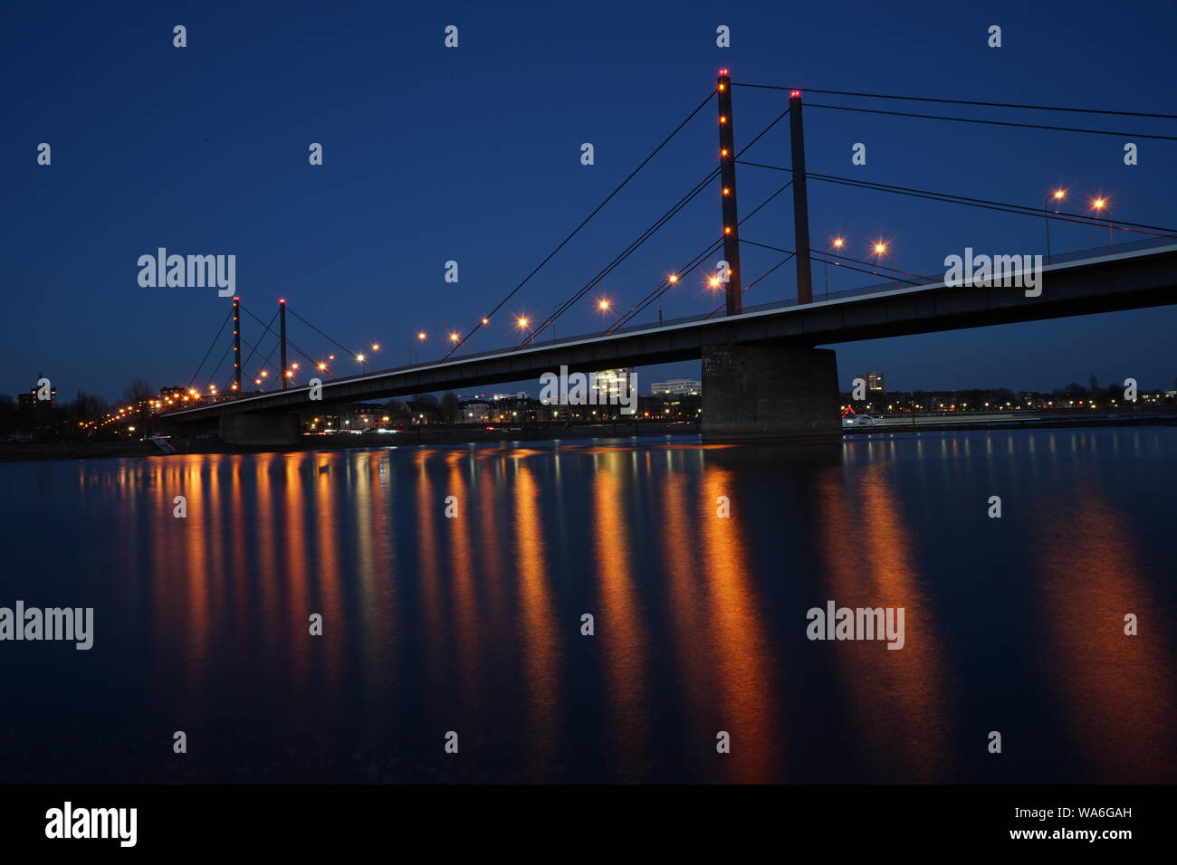 Bridge in the Night Stock Photo - Alamy