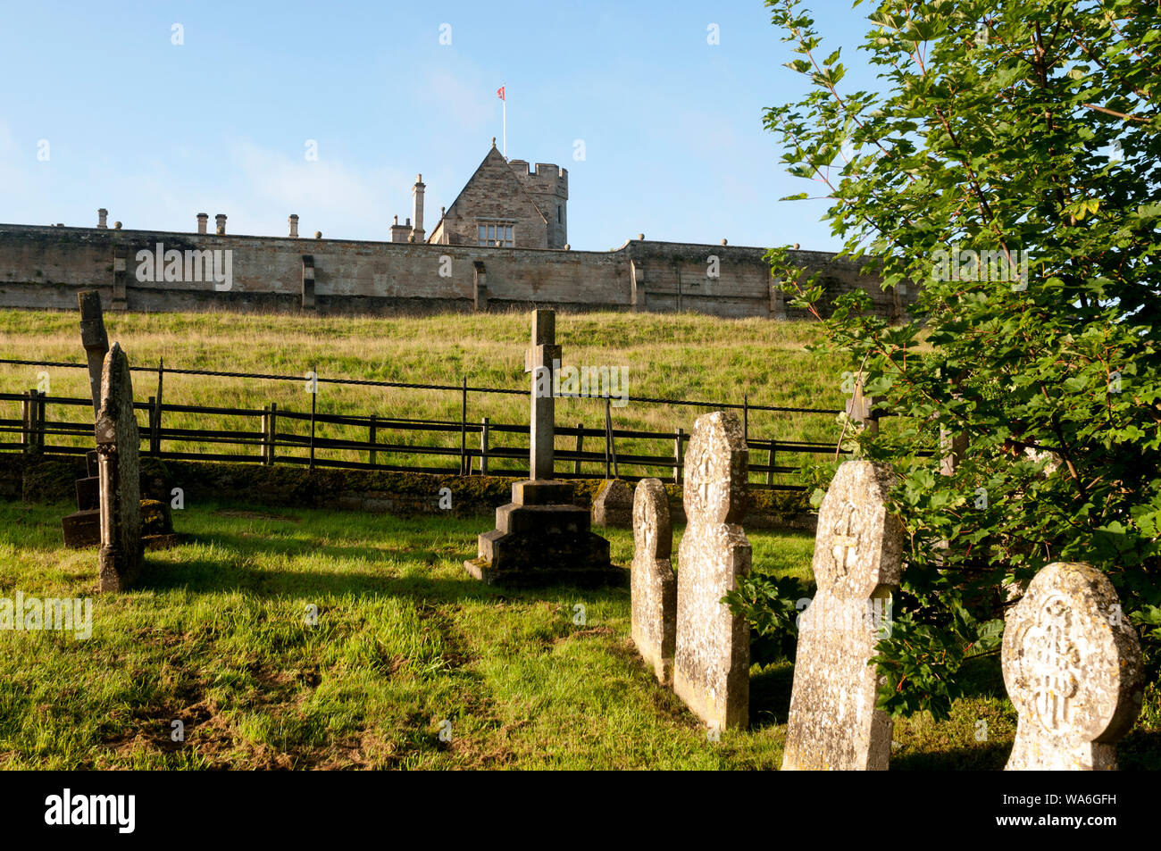 View of Rockingham Castle from St. Leonard`s churchyard, Rockingham ...