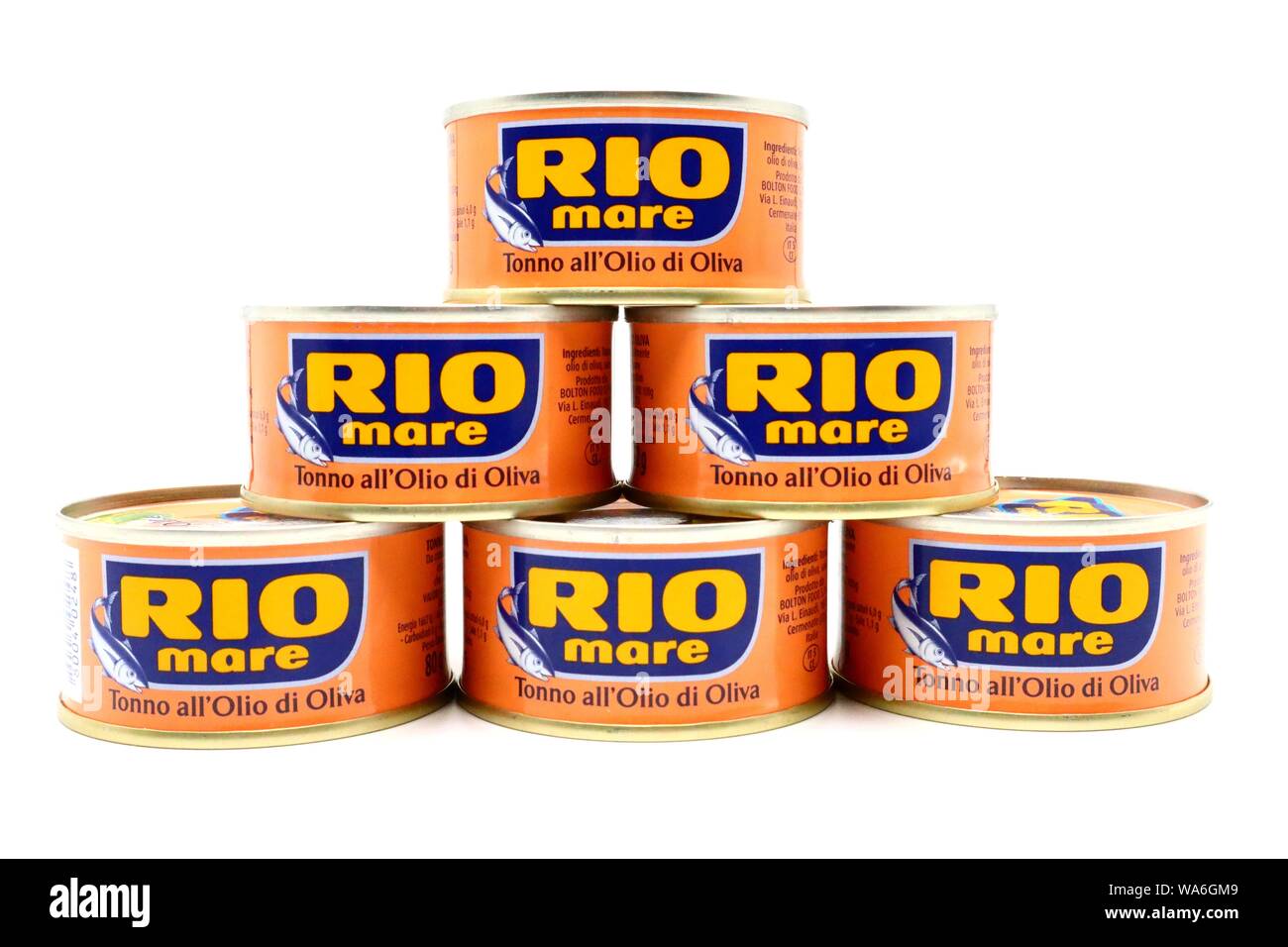 Can of RIO MARE Tuna in olive oil. Rio Mare is a brand of Bolton Food ...