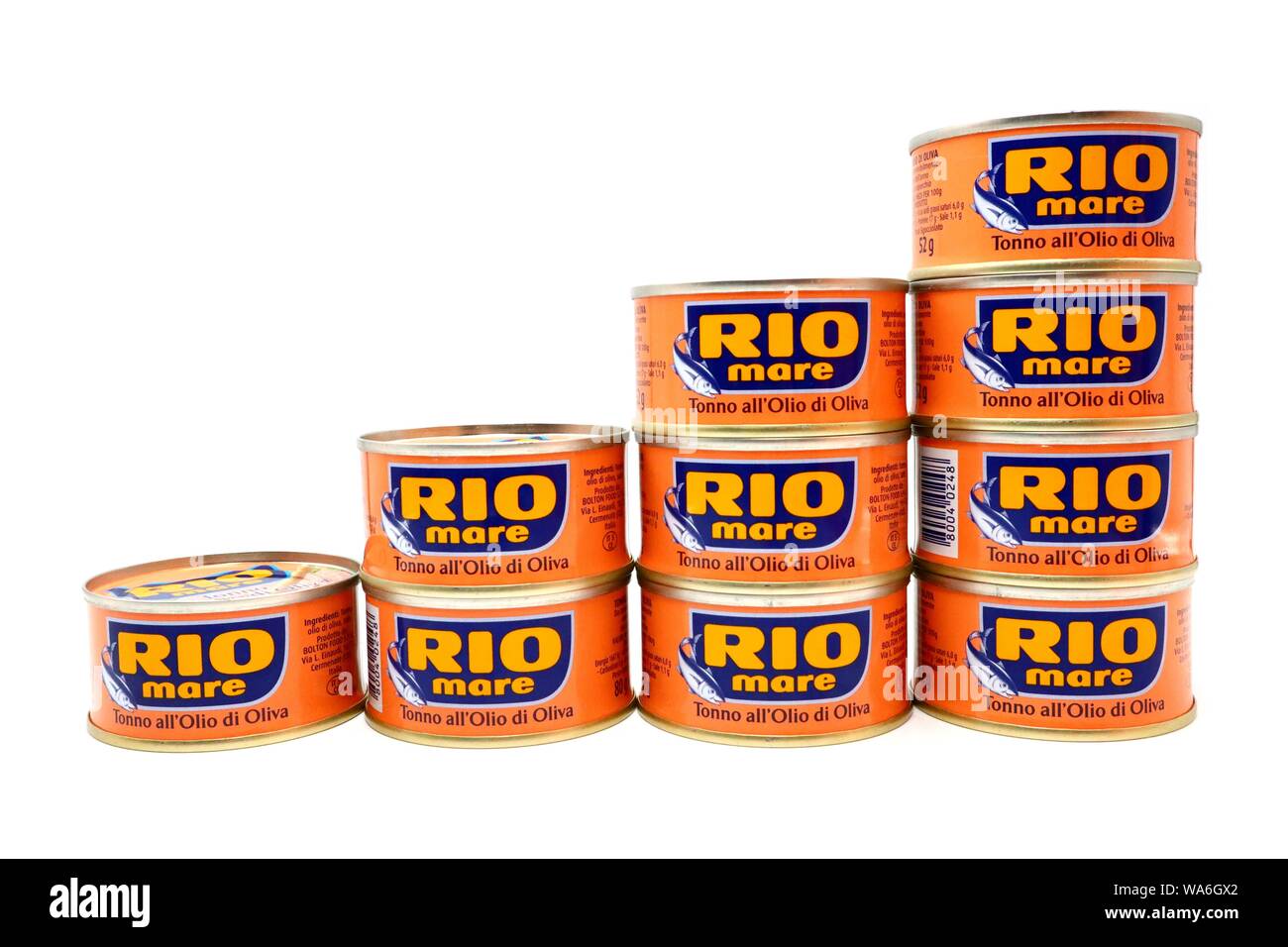 Can of RIO MARE Tuna in olive oil. Rio Mare is a brand of Bolton Food ...