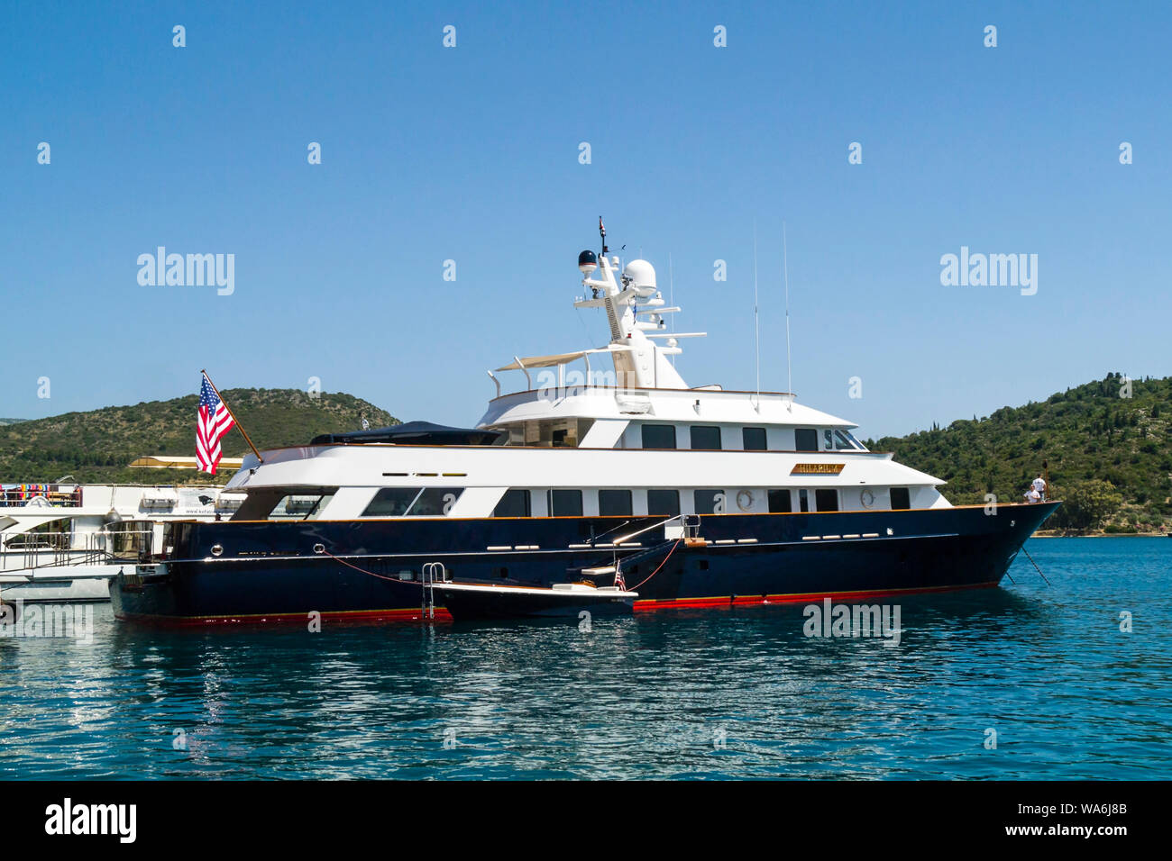 superyacht Hilarium in port at Vathi,Ithaka,Greece,Europe Stock Photo ...