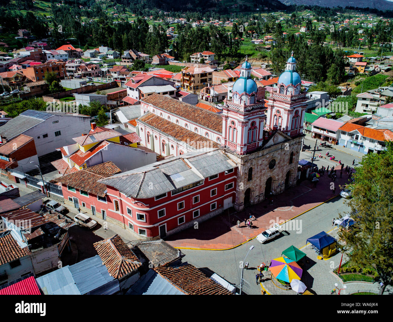 Sinincay, Ecuador, Jan 28, 2018: Aerial image of Iglesia De San ...