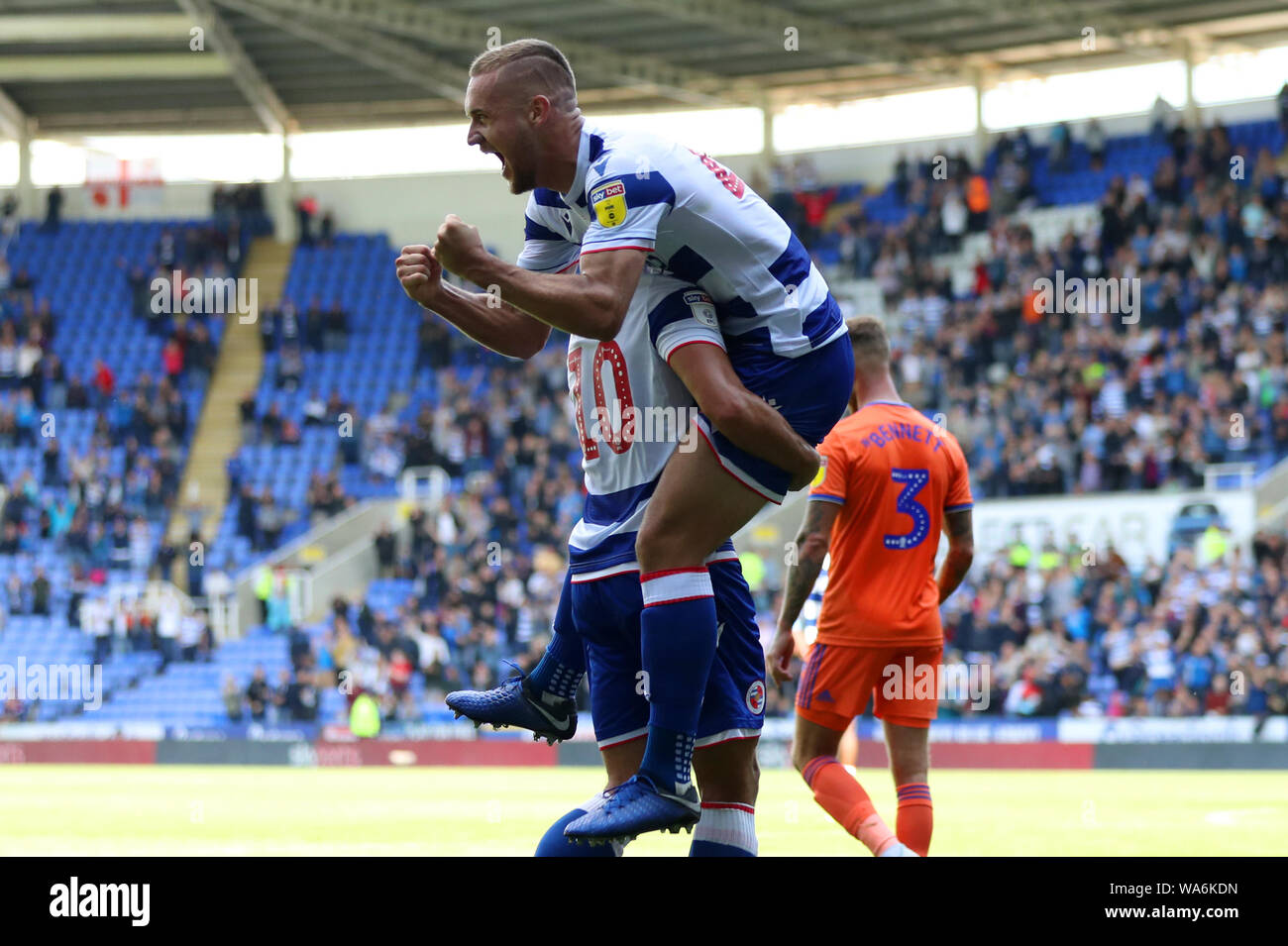Reading’s George Puscas celebrates after scoring his sides second goal ...
