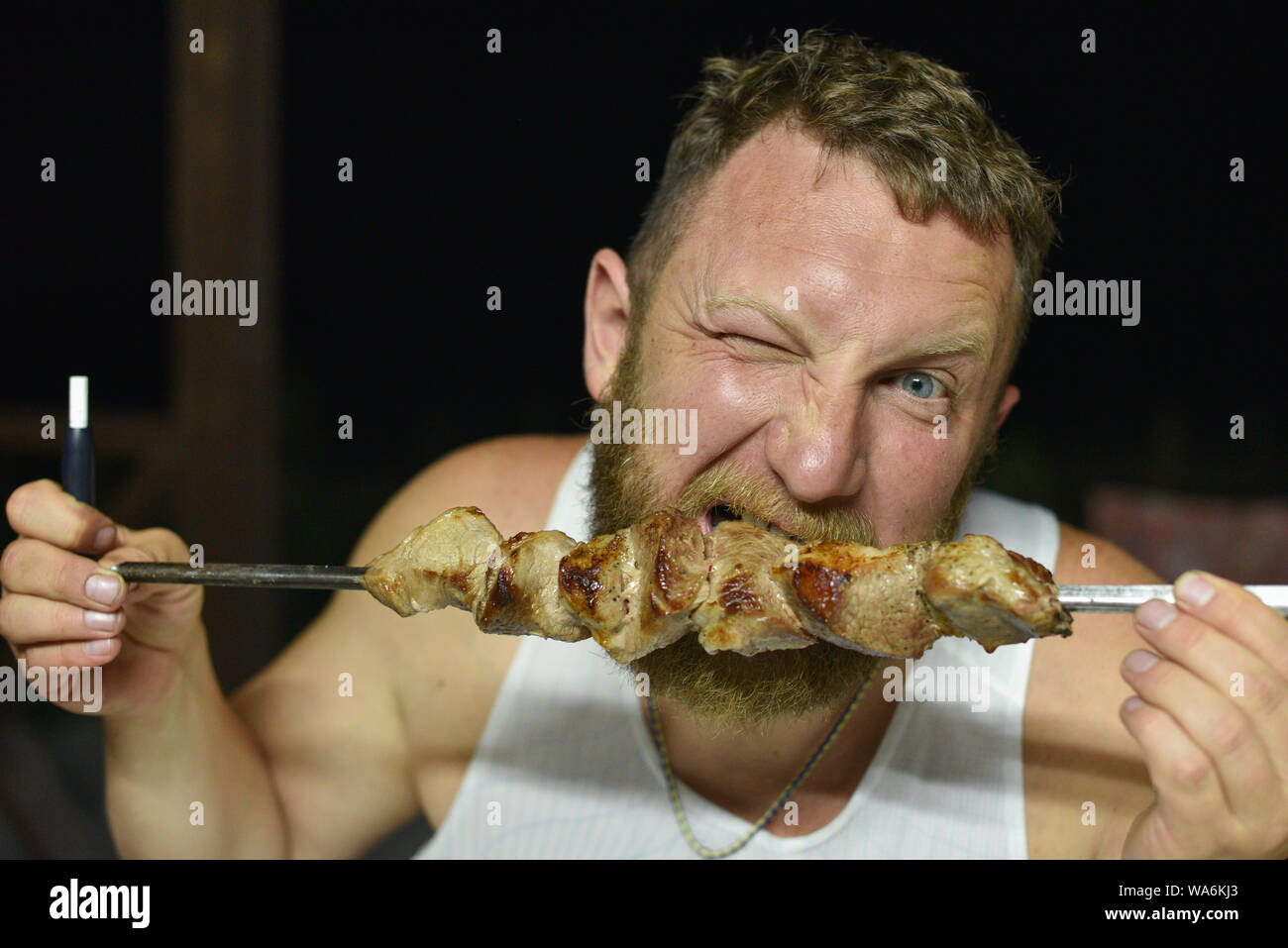 Guy eating steak dinner hi-res stock photography and images - Alamy