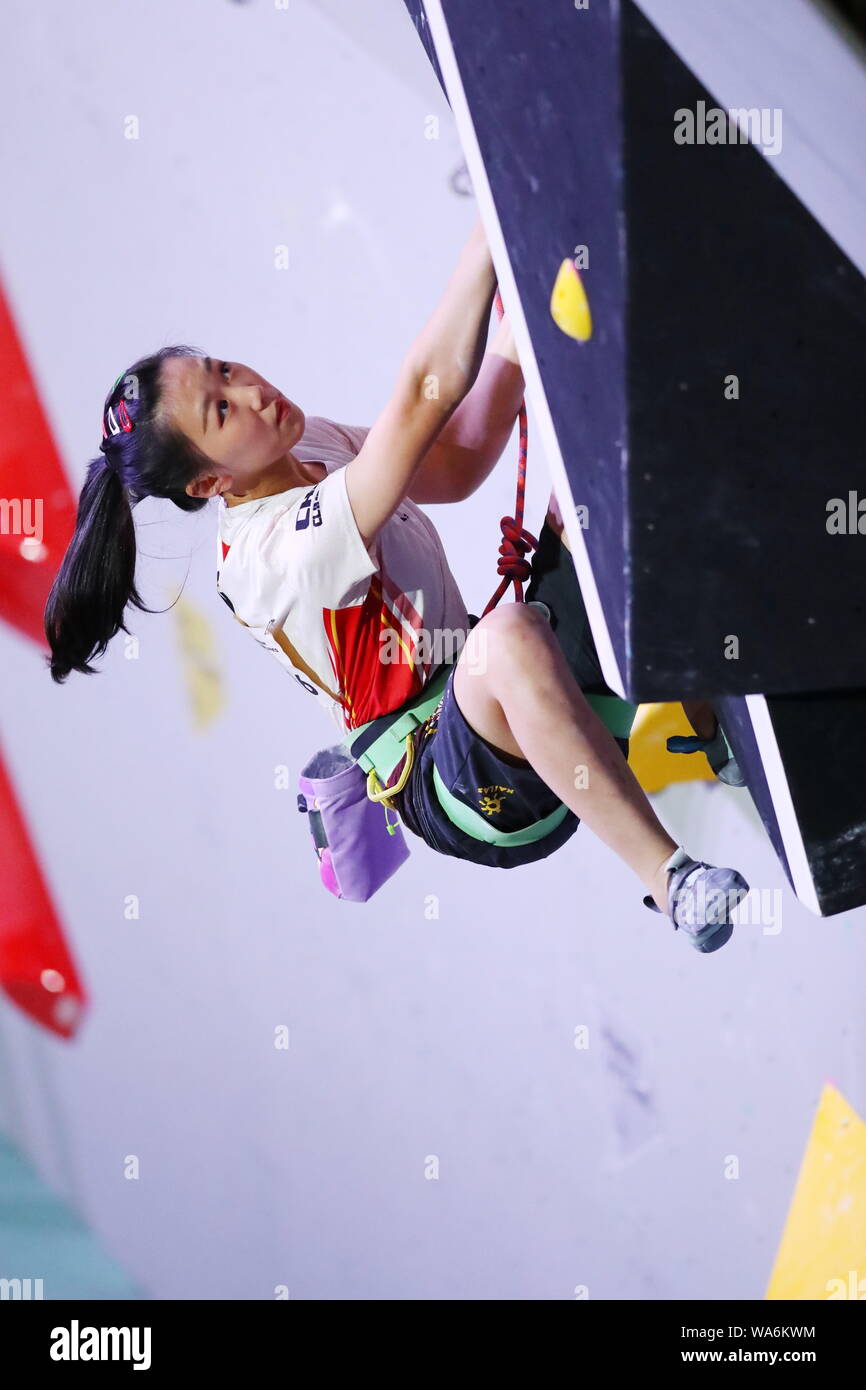 YueTong Zhang (CHN), AUGUST 15, 2019 - Sport Climbing : IFSC Climbing World Championships 2019 ...