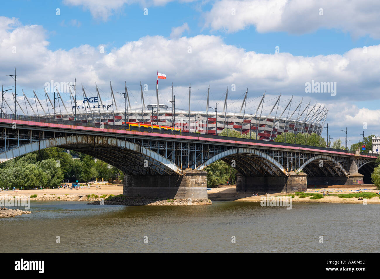 Warsaw, Poland - July 7, 2019: Poniatowski Bridge (Polish: Most ...