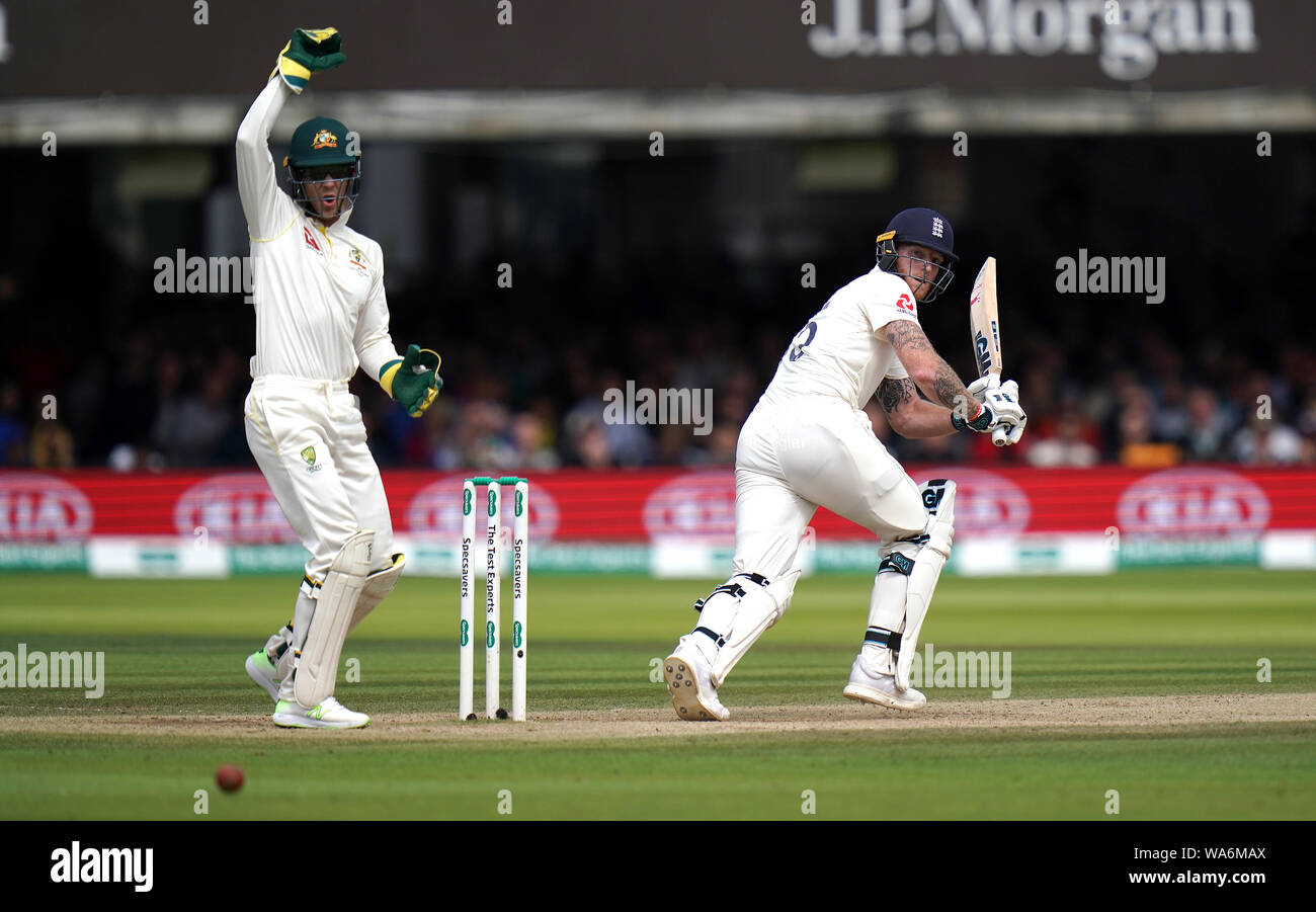 England's Ben Stokes (right) during day five of the Ashes Test match at ...