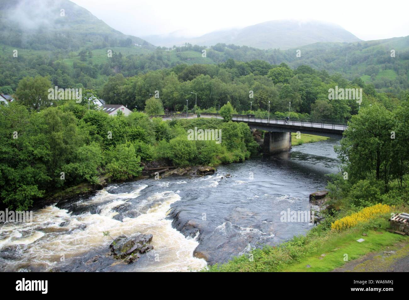 The river Leven, in the village Kinlochleven, located on the eastern ...