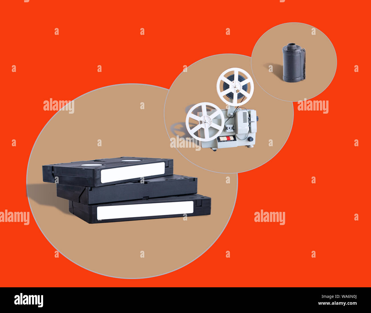 video cassettes, film projector and film cassette for background Stock ...