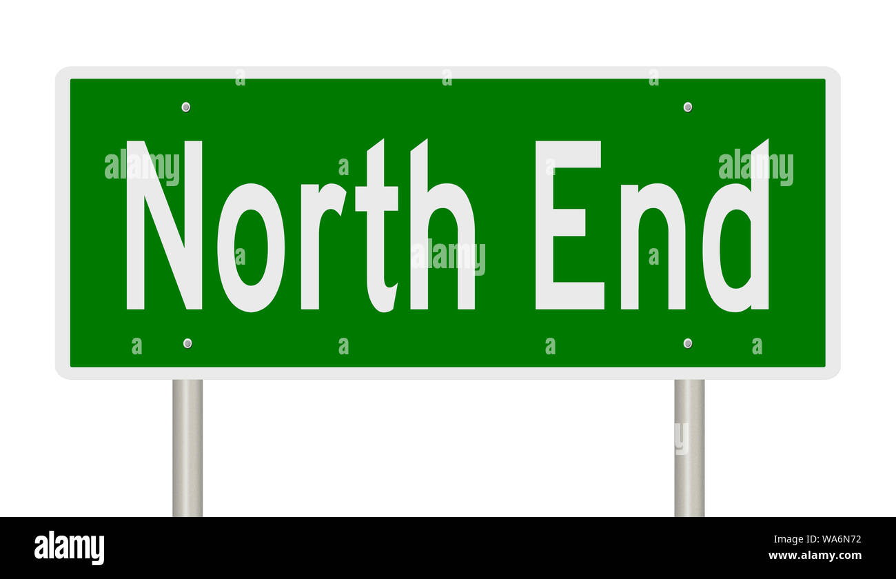 Rendering of a green highway sign for North End Stock Photo - Alamy