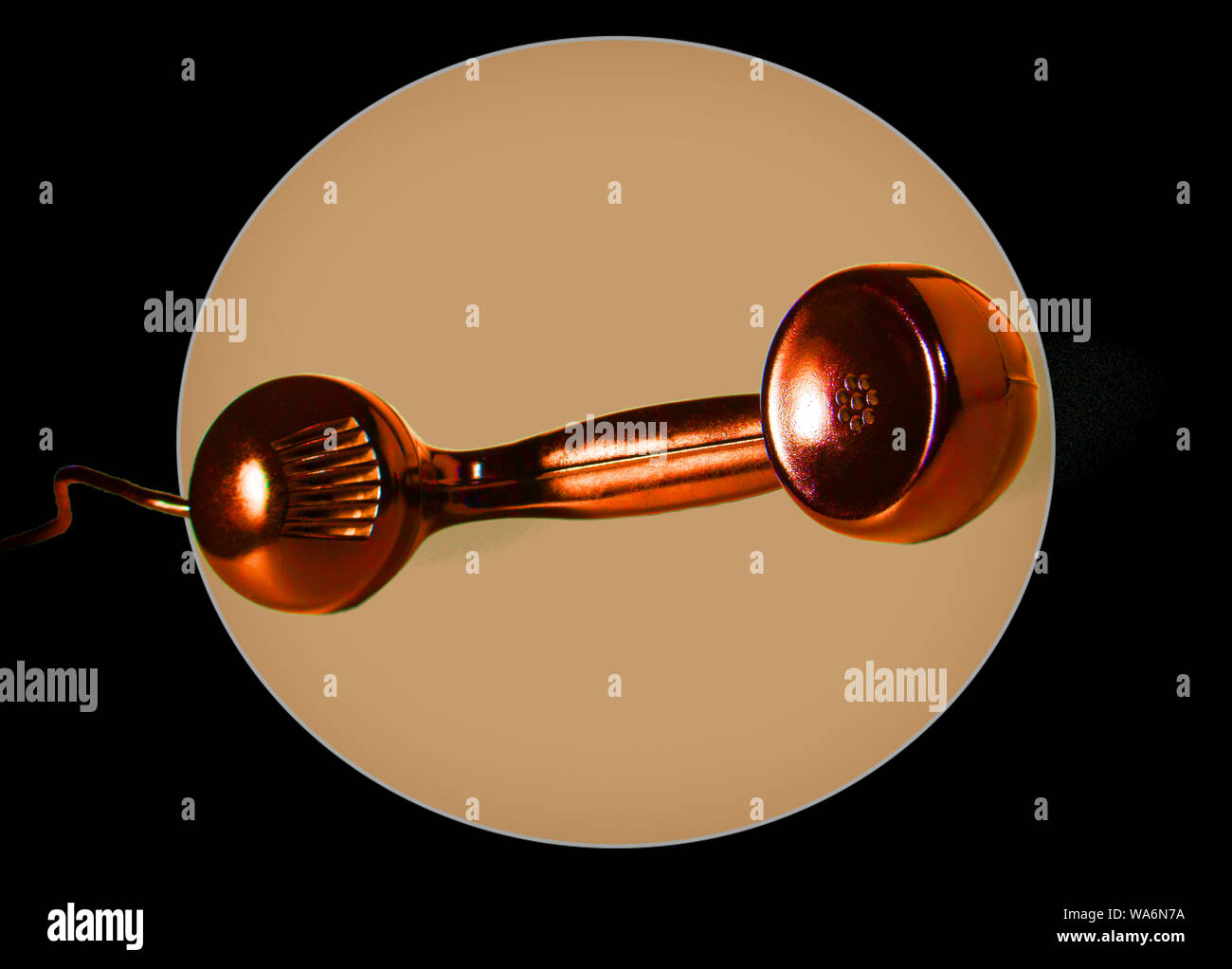 gold handset isolated for background on dark brown circle Stock Photo ...