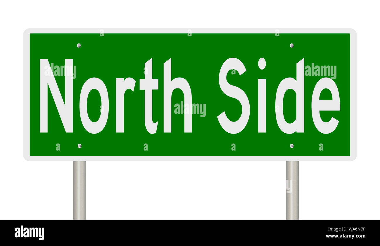 Rendering of a green highway sign for North Side Stock Photo - Alamy
