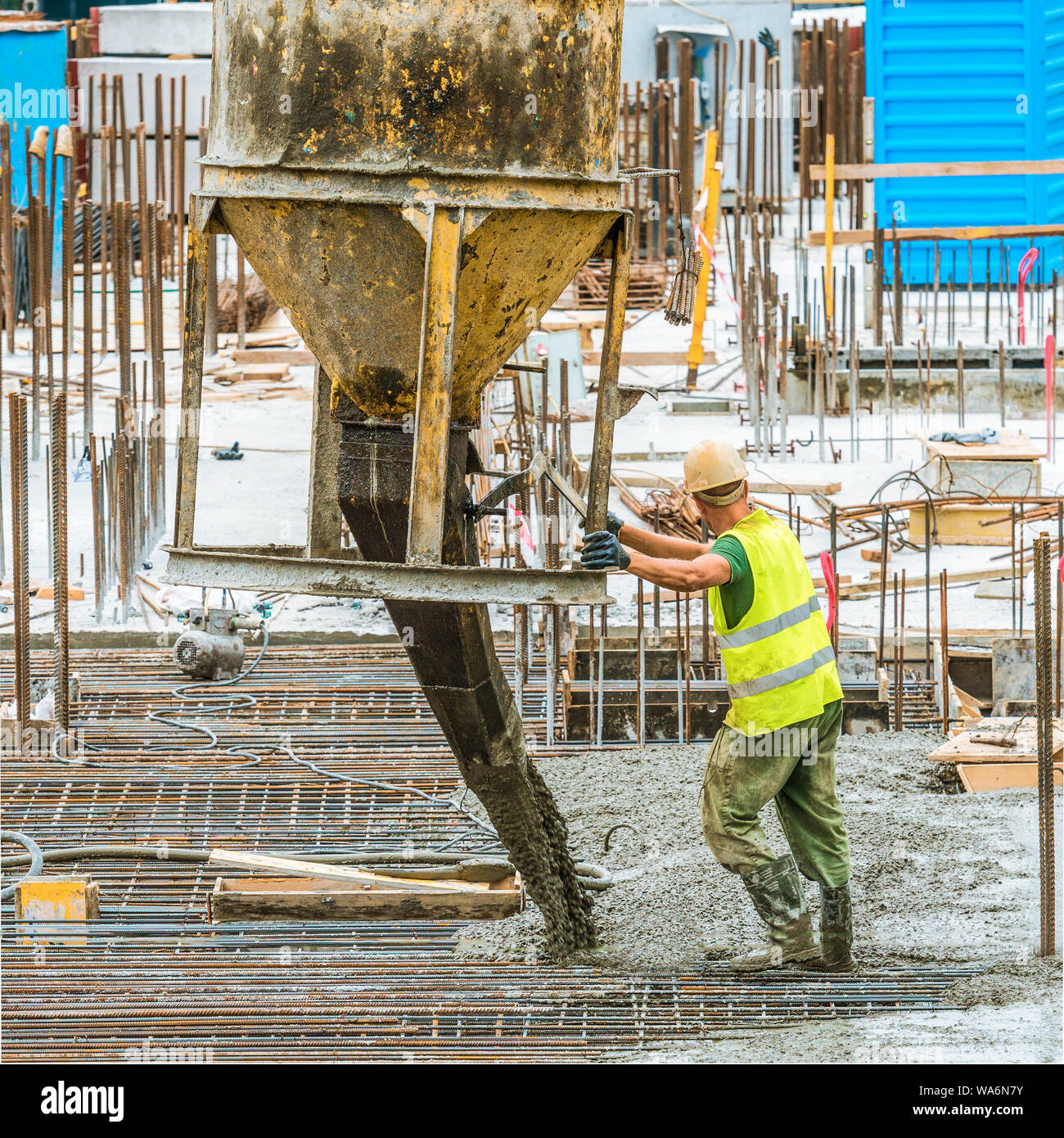 New building under construction and construction site of a residential ...