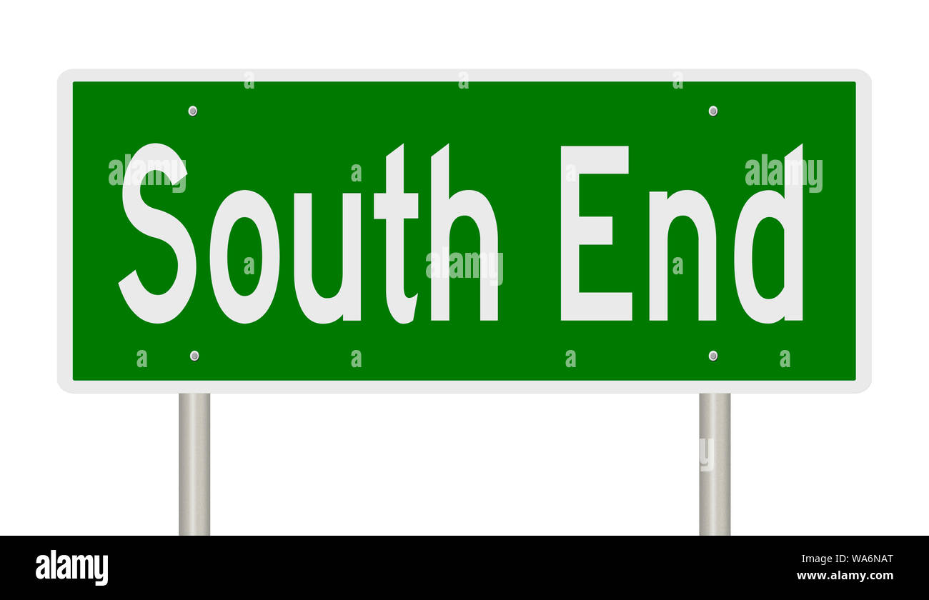 Rendering of a green highway sign for South End Stock Photo - Alamy