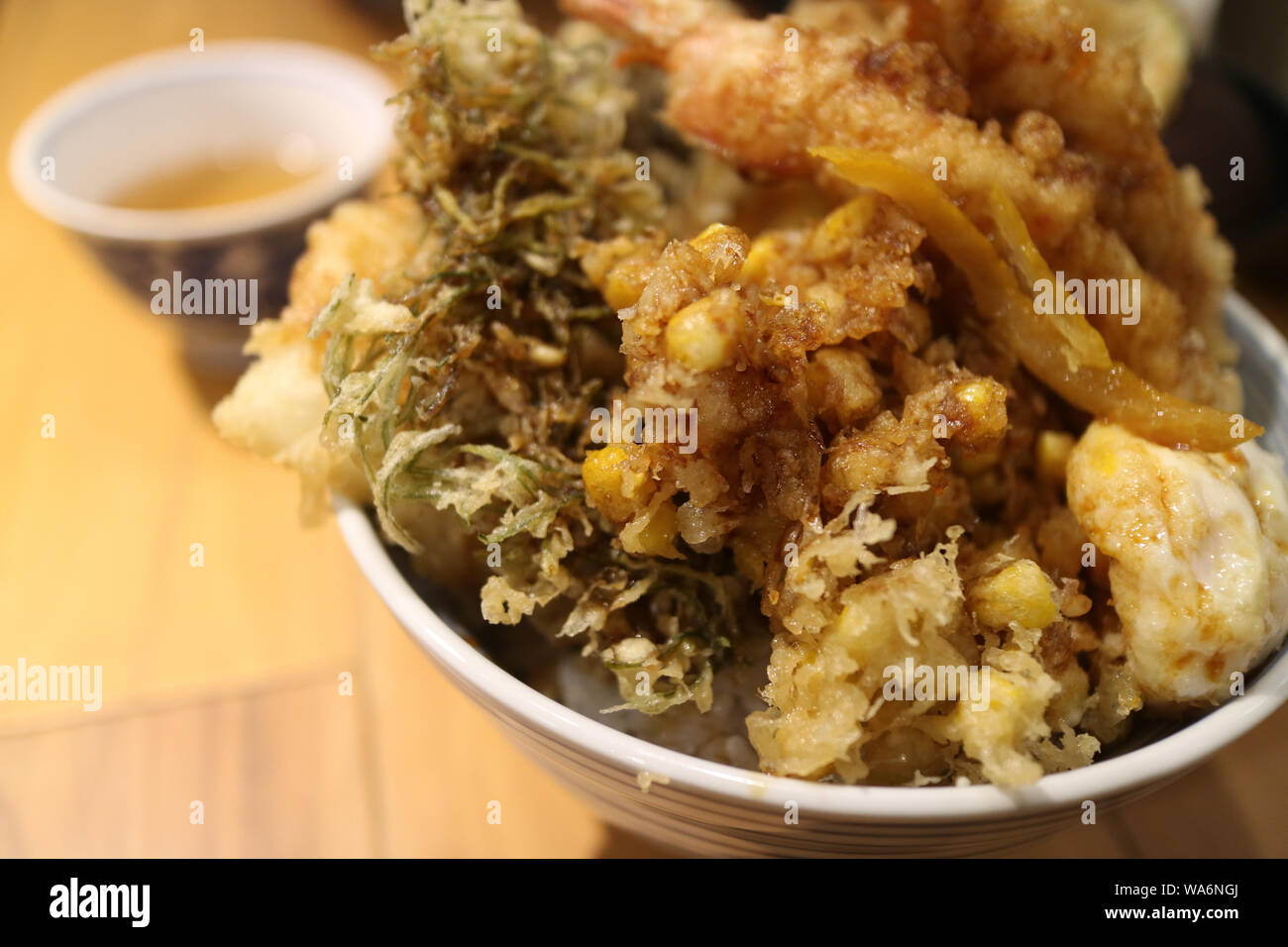 Large traditional Japanese Tendon dish in high-class Japanese ...