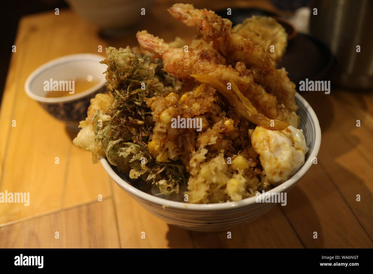 Large traditional Japanese Tendon dish in high-class Japanese ...