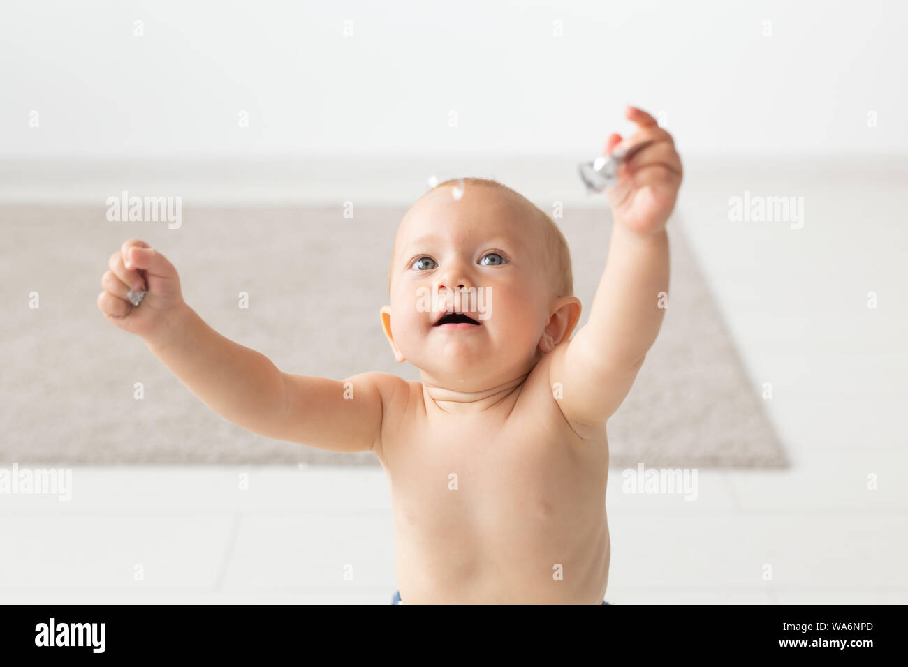 children, people, infancy and age concept - beautiful happy baby at ...