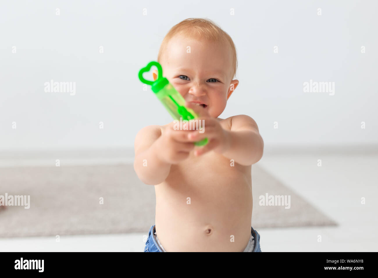 children, people, infancy and age concept - beautiful happy baby at ...