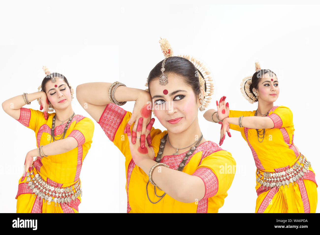 Multiple images of a young woman performing Odissi dance Stock Photo ...