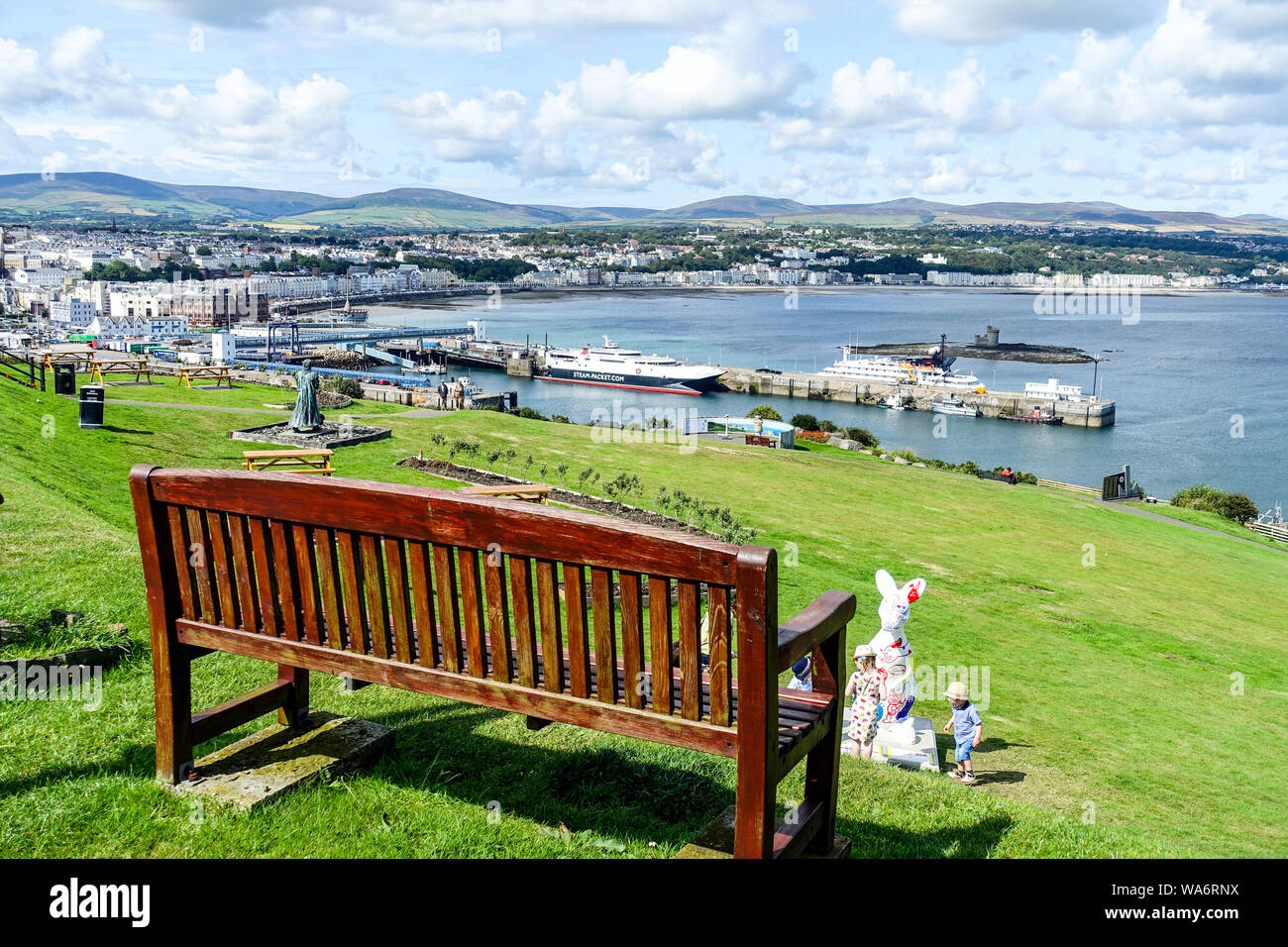 City and port of Douglas, capital of the Isle of Man, seen from the ...