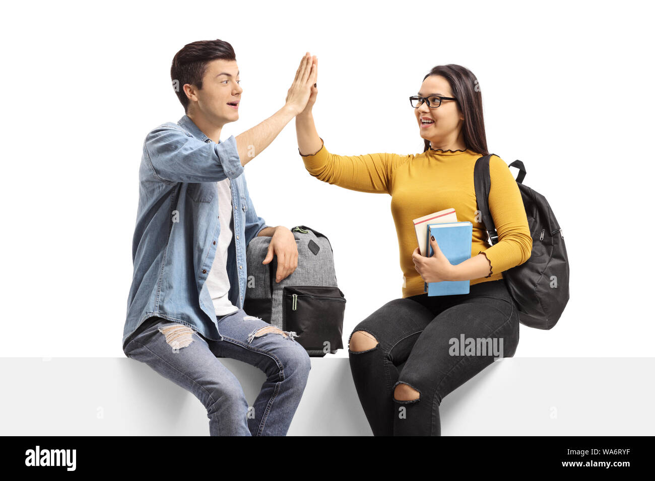 High fiving each other isolated hi-res stock photography and images - Alamy