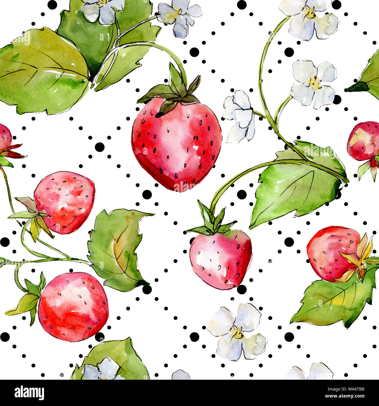 Strawberry healthy food. Watercolor background illustration set ...