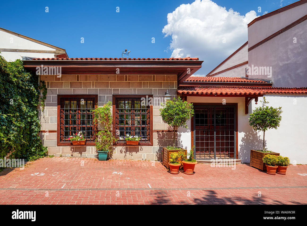 Exterior of historical Turkish restoration houses in Hamamonu district ...