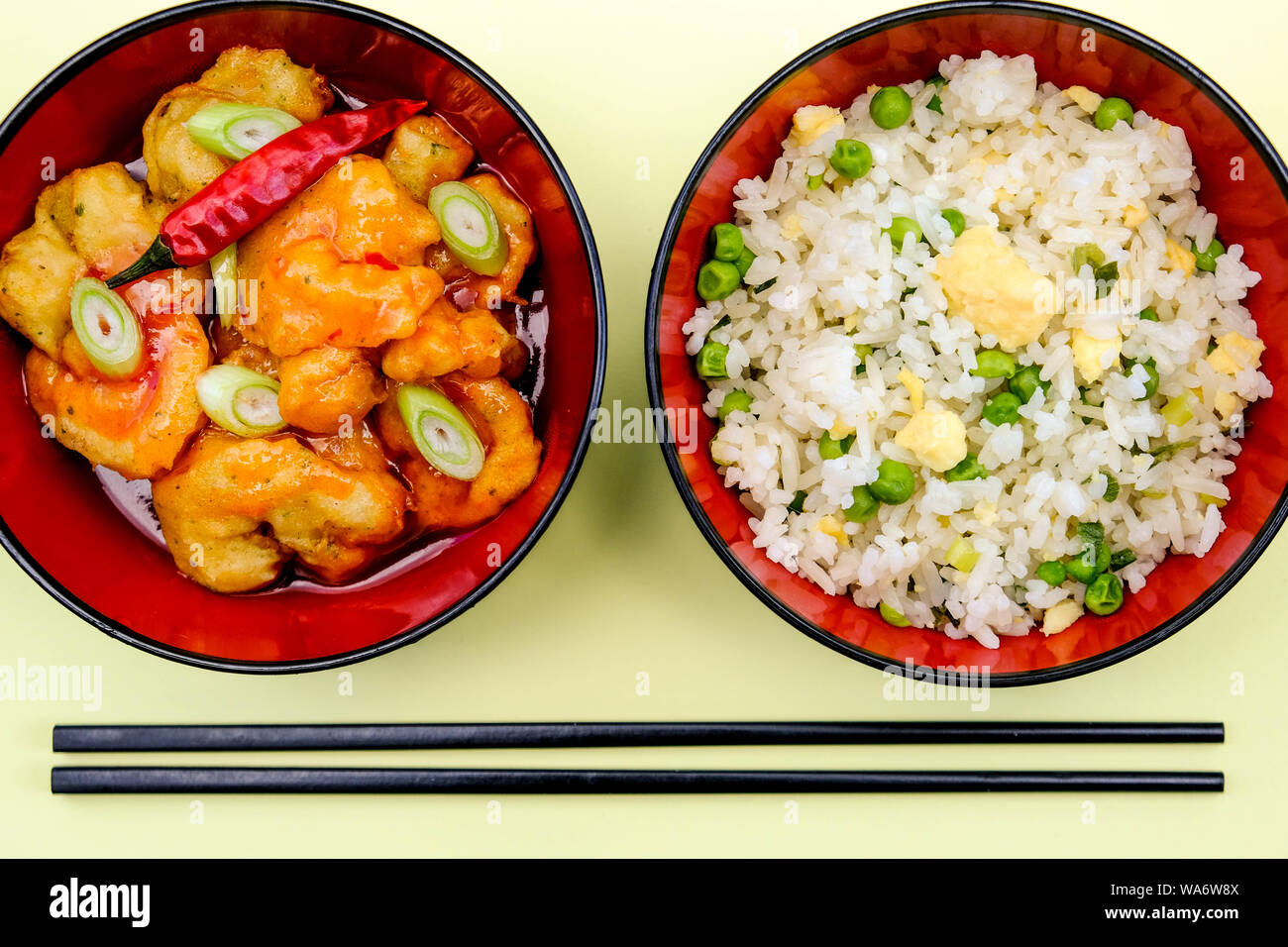 Chinese Syle King Prawns in Sweet Chilli Sauce With Egg Fried Rice ...