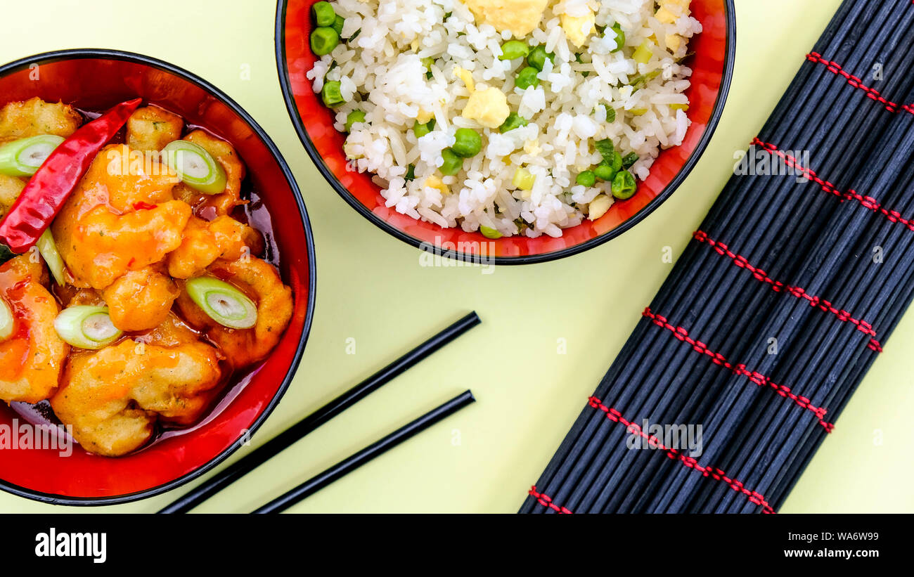 Chinese Syle King Prawns in Sweet Chilli Sauce With Egg Fried Rice ...