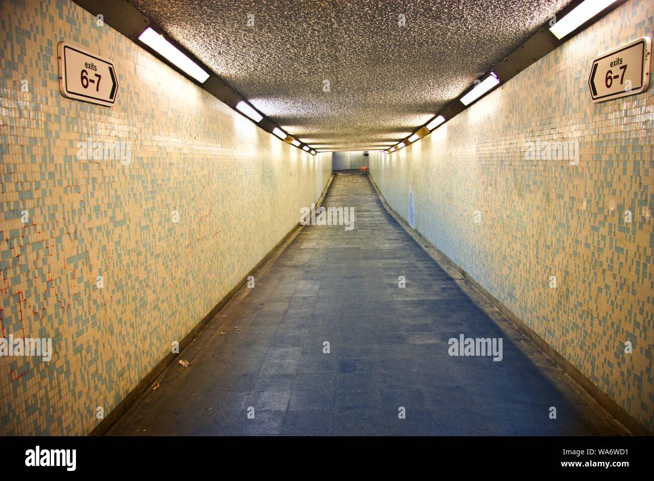 Indoor shot of an exit walkway Stock Photo - Alamy