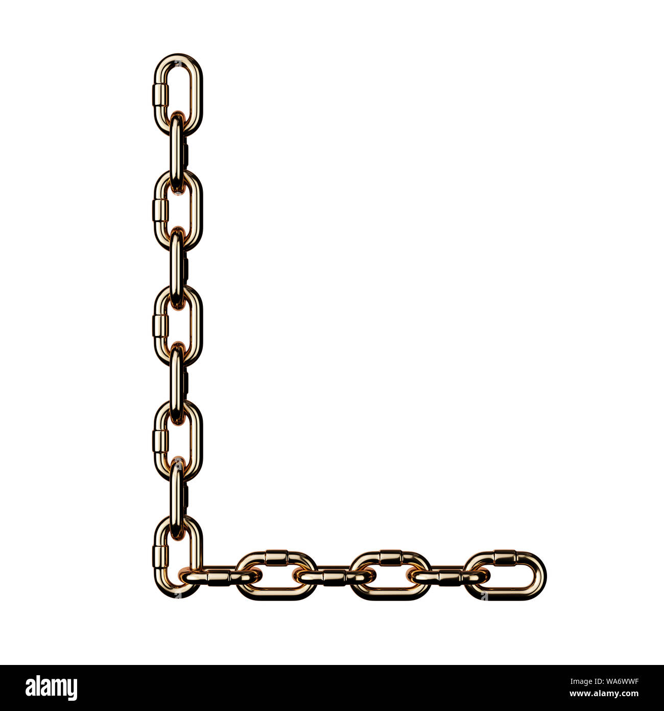 Font gold L golden metal alphabet letter chain. Isolated on white ...