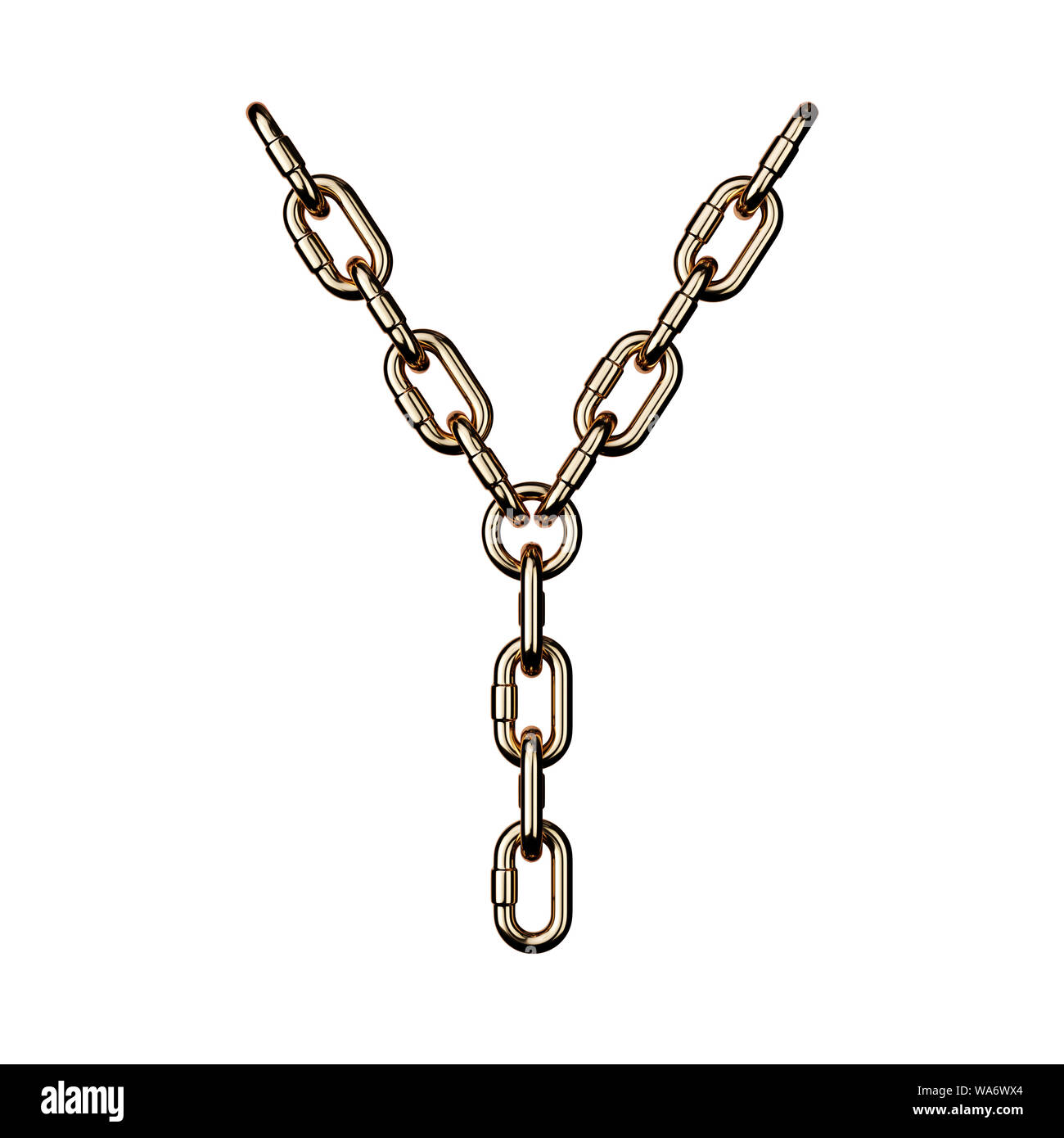 Font gold Y golden metal alphabet letter chain. Isolated on white ...