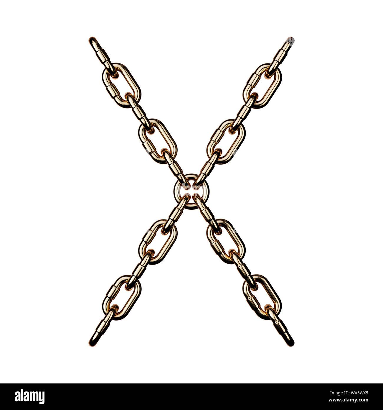 Font gold X golden metal alphabet letter chain. Isolated on white ...