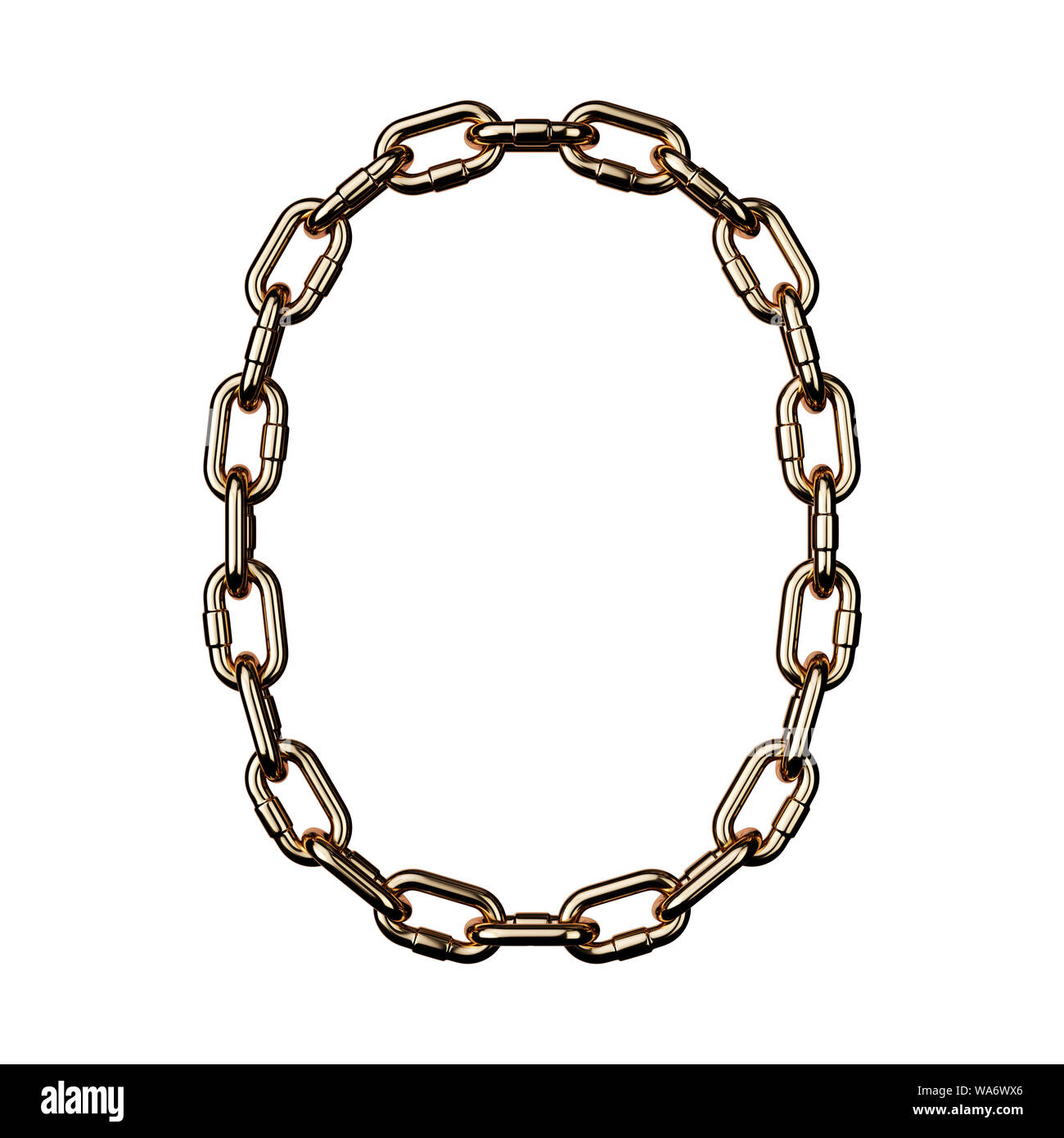 Font gold O golden metal alphabet letter chain. Isolated on white ...
