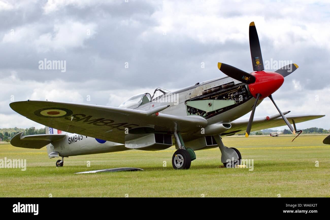 Supermarine Spitfire Mk XVIII (G-BUOS) on the flightline at the 2019 ...