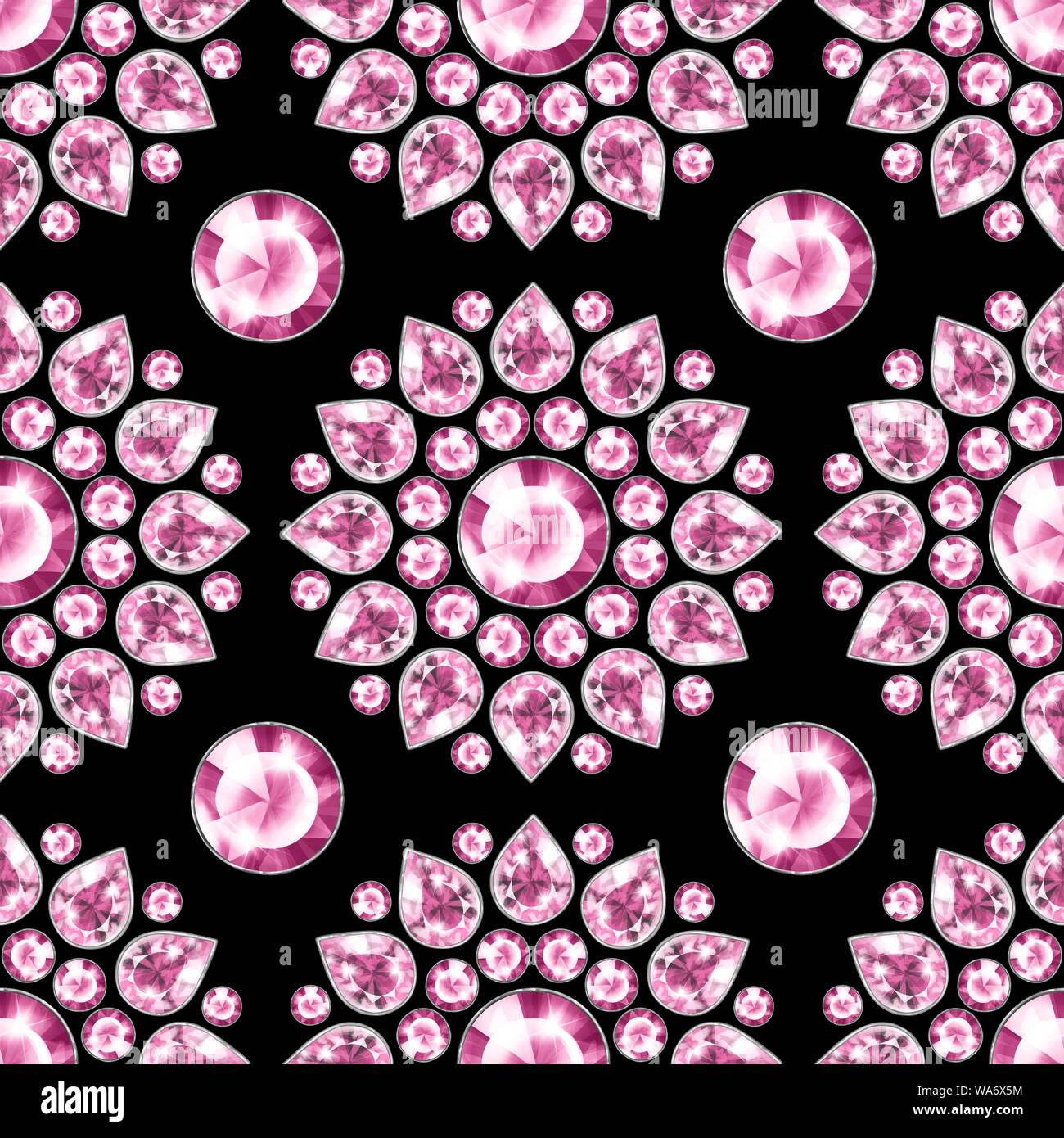 Seamless pink gemstones background on white. Jewels pattern Stock Photo ...