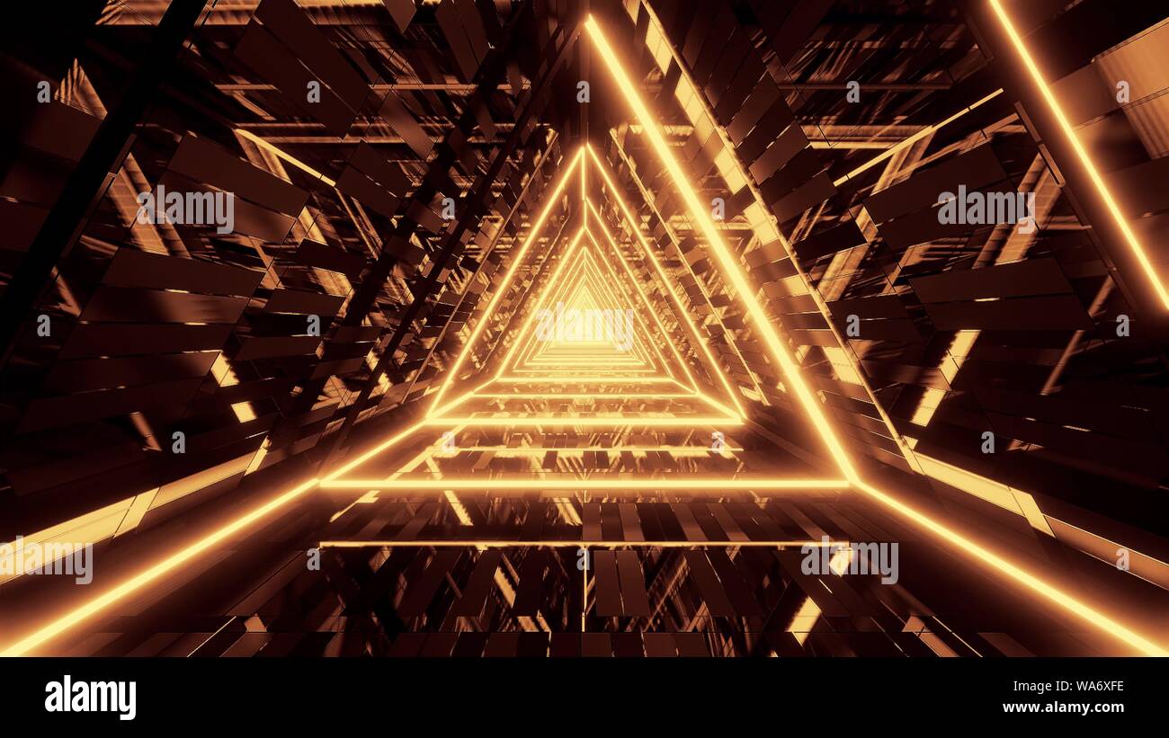 abstract glowing golden triangle wireframe background walpaper 3d rendering Stock Photo - Alamy