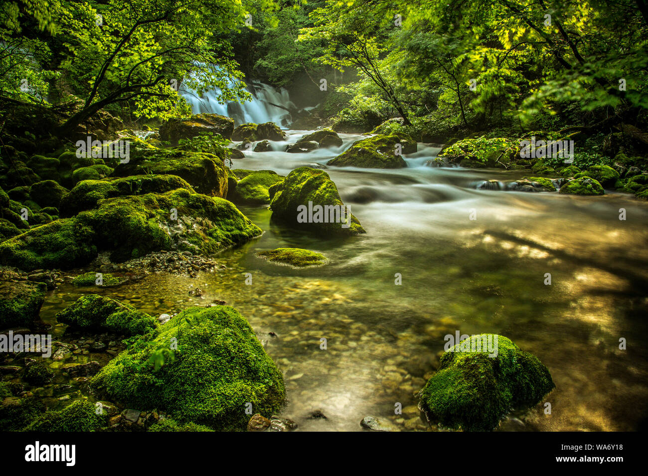 Morning view river waterfall hi-res stock photography and images - Alamy