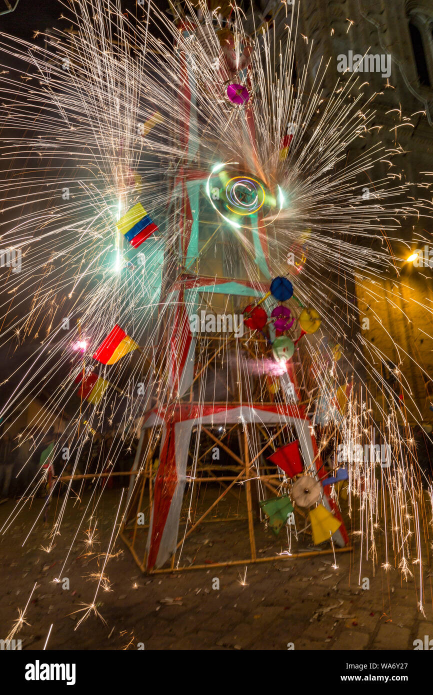 Castles are made with bamboo structures, fire cracker strings, many ...