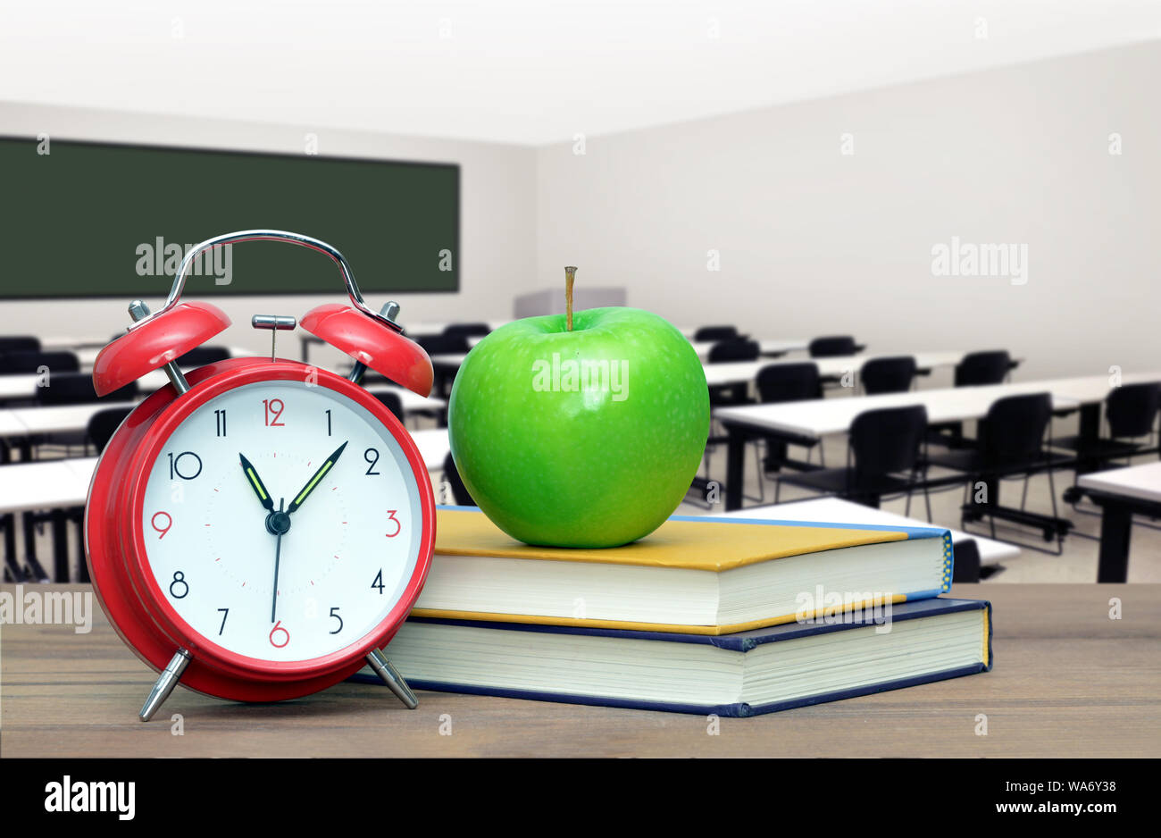 blurry empty classroom in school for back to school and education ...