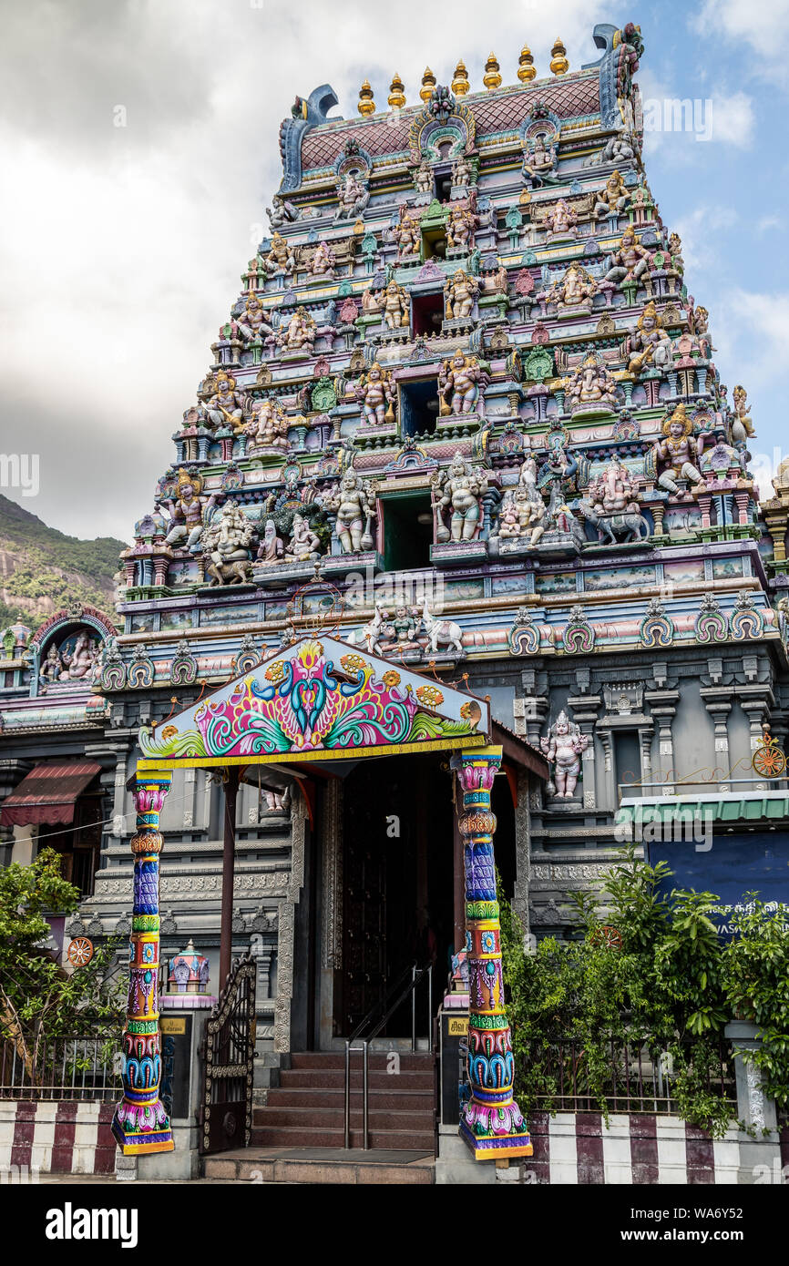 Hindu temple with colorful facade called Arulmihu Navasakti Vinayagar ...
