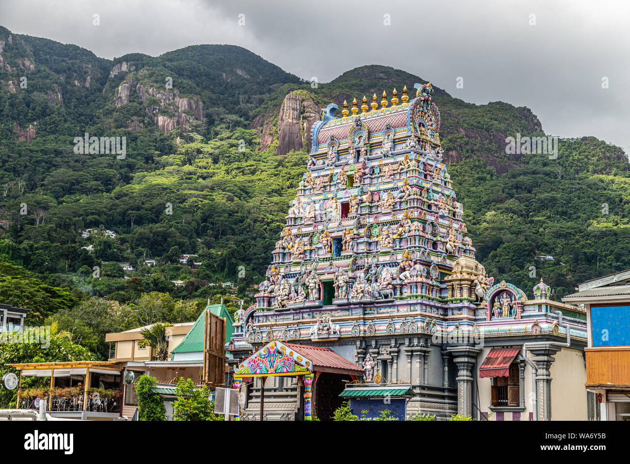 Hindu temple with colorful facade called Arulmihu Navasakti Vinayagar ...