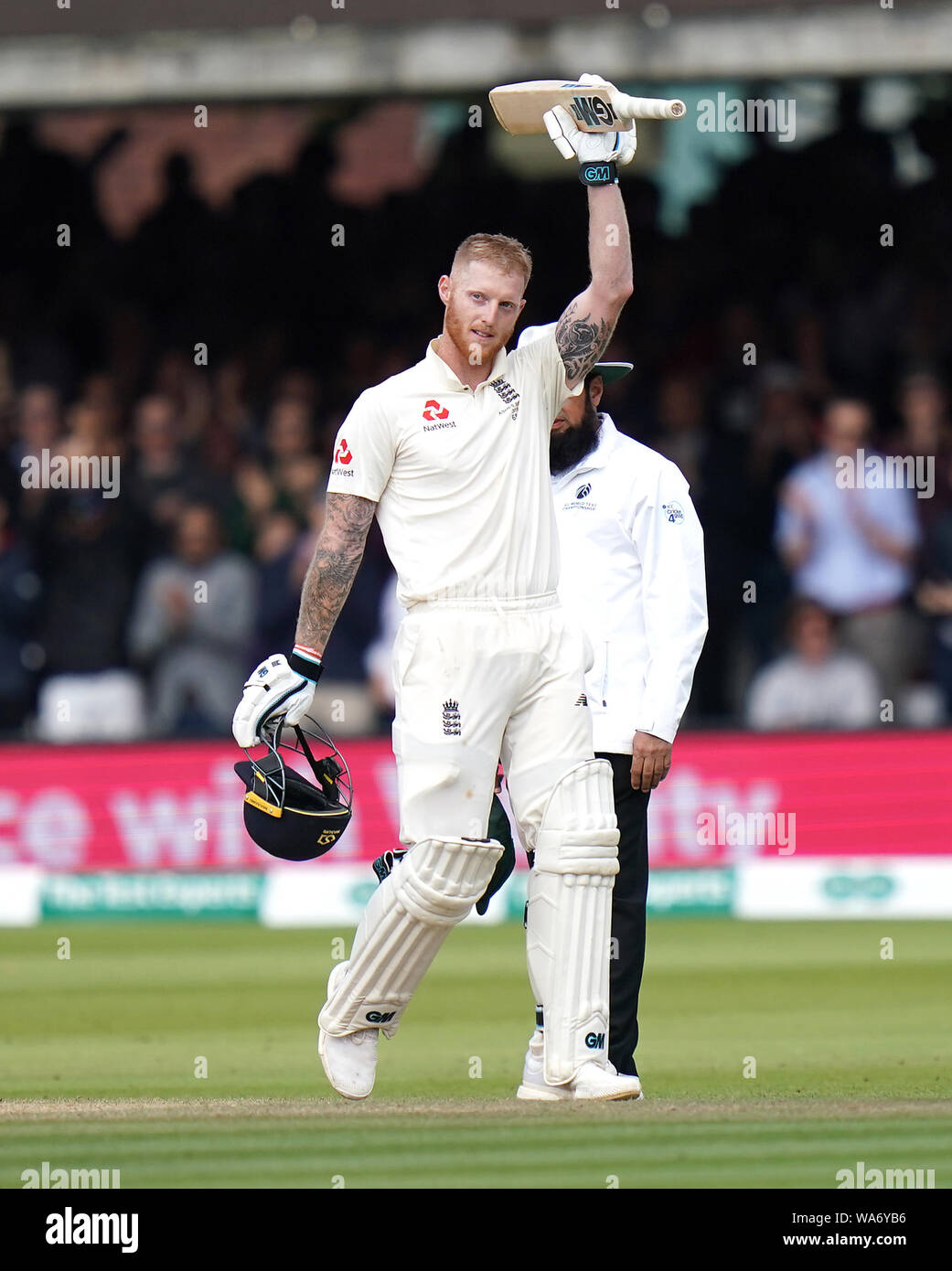 England's Ben Stokes celebrates reaching his century during day five of ...