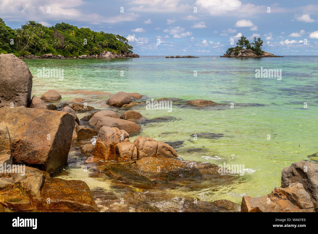Paradise beach anse royale on Seychelles island Mahé with turguoise ...
