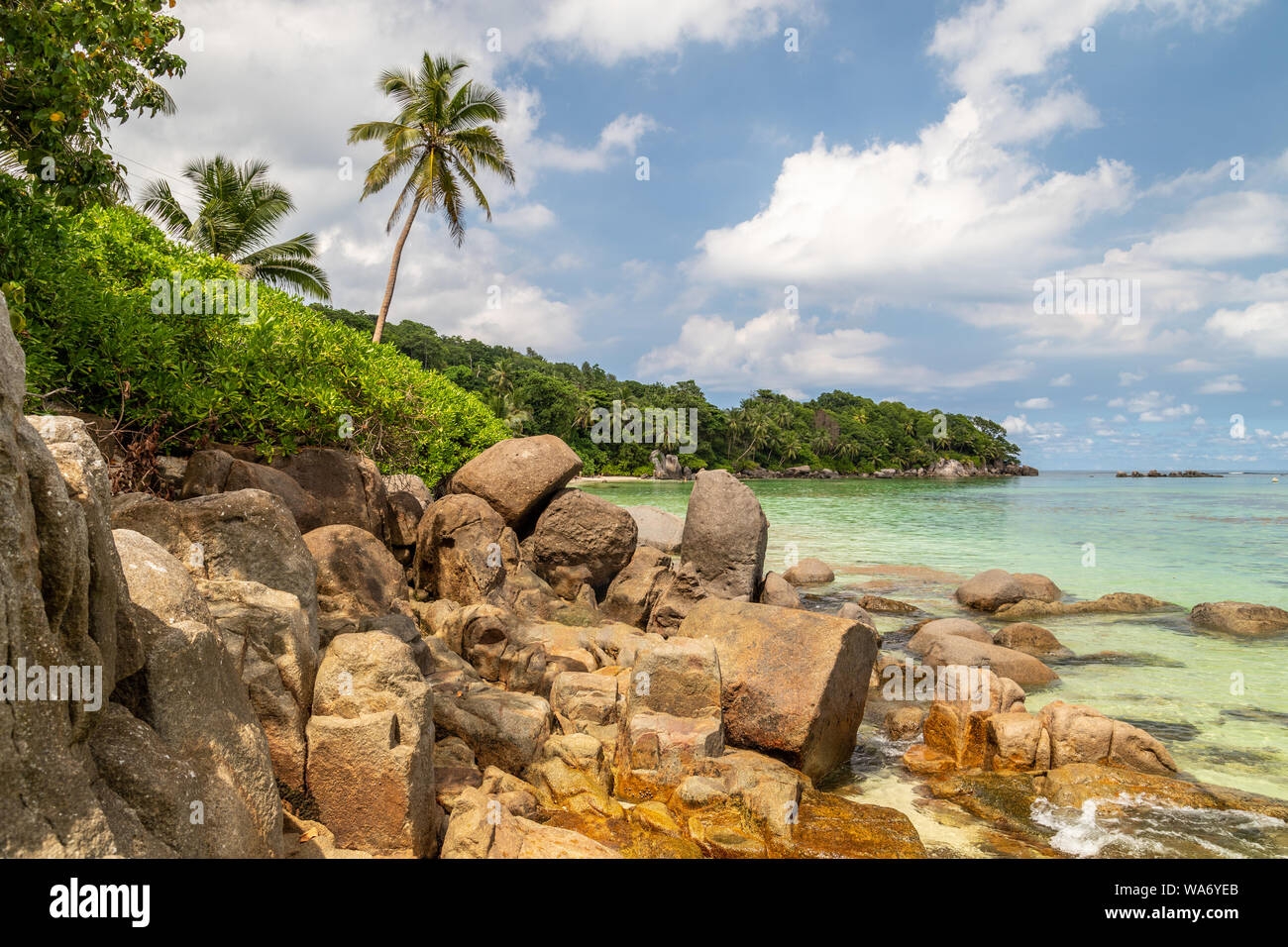 Paradise beach anse royale on Seychelles island Mahé with turguoise ...